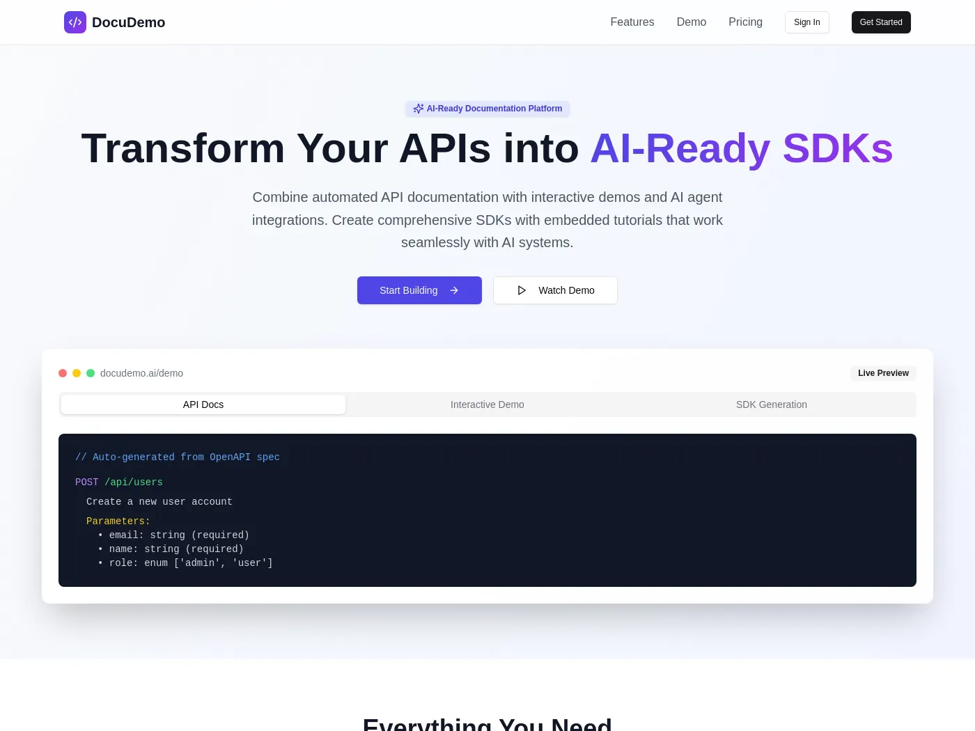 API Documentation & Interactive Demo Platform