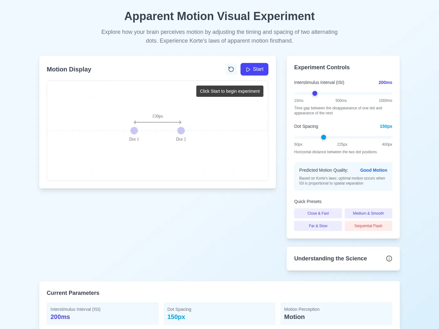 Apparent Motion Visual Experiment Simulator