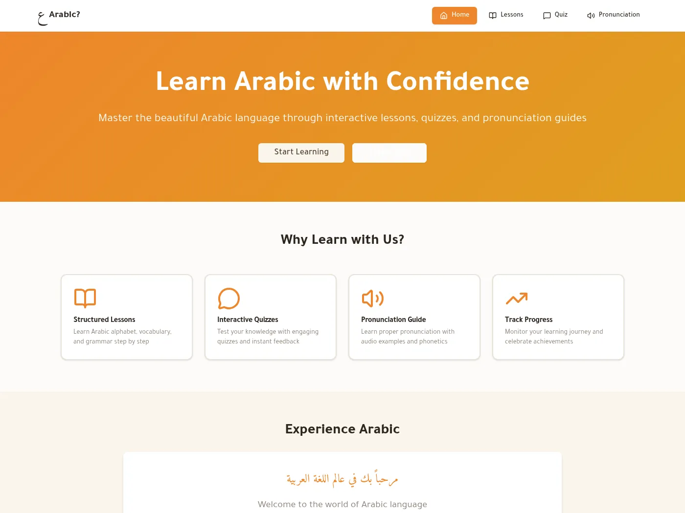 Arabic Language Learning Web App