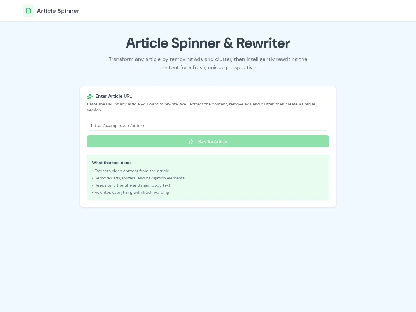 Ad-Free Article Spinner & Rewriter