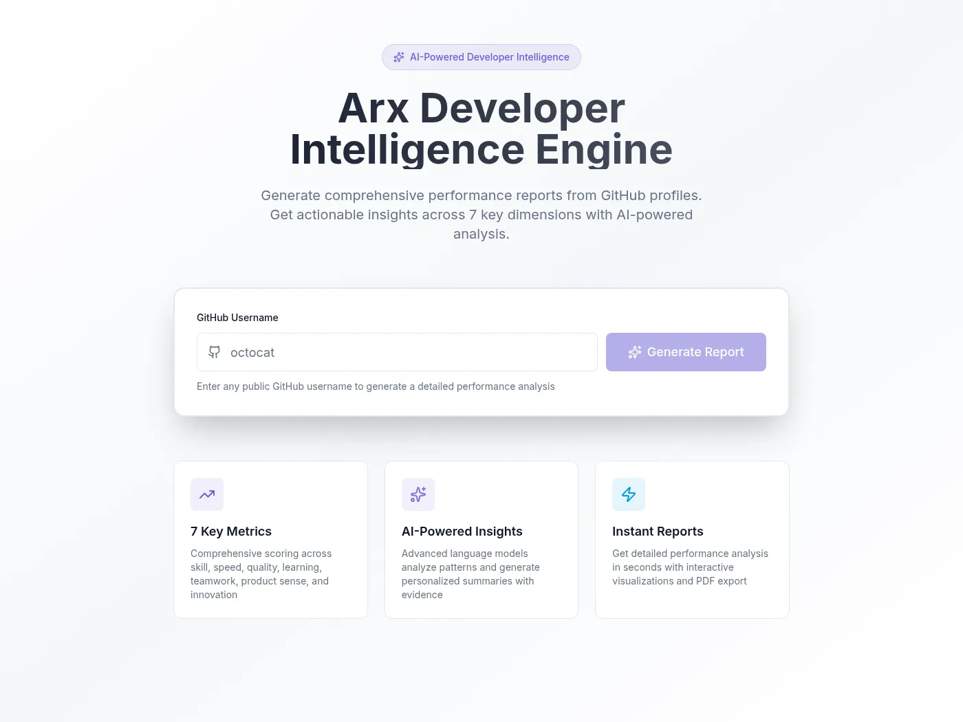 Arx Developer Intelligence Engine – Performance Reports from GitHub (Remix)