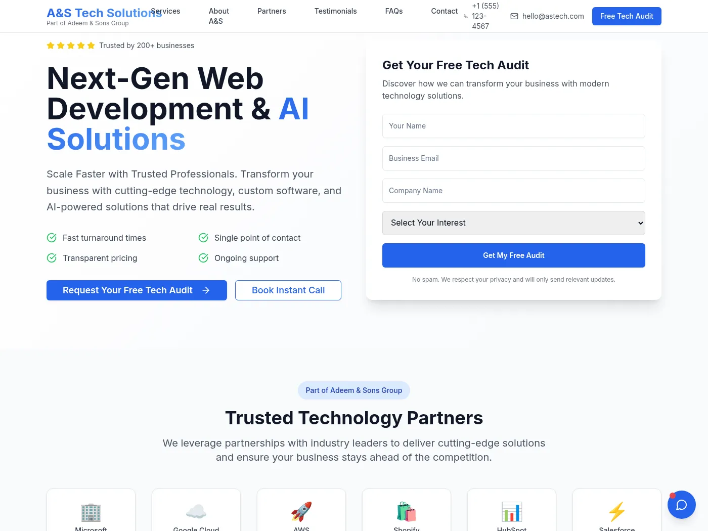 A&S Tech Solutions Conversion-Optimized Website