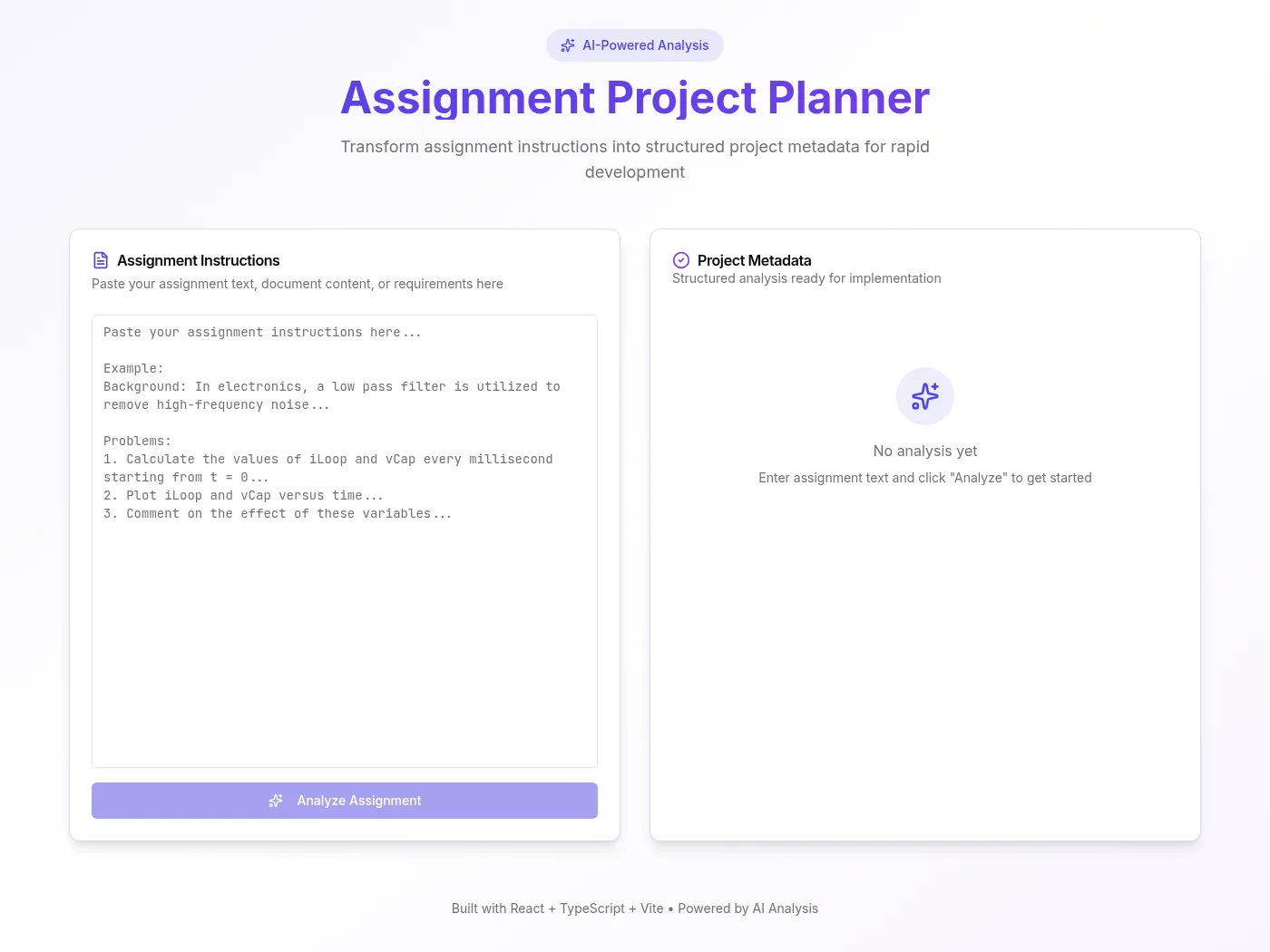 Assignment Project Planner