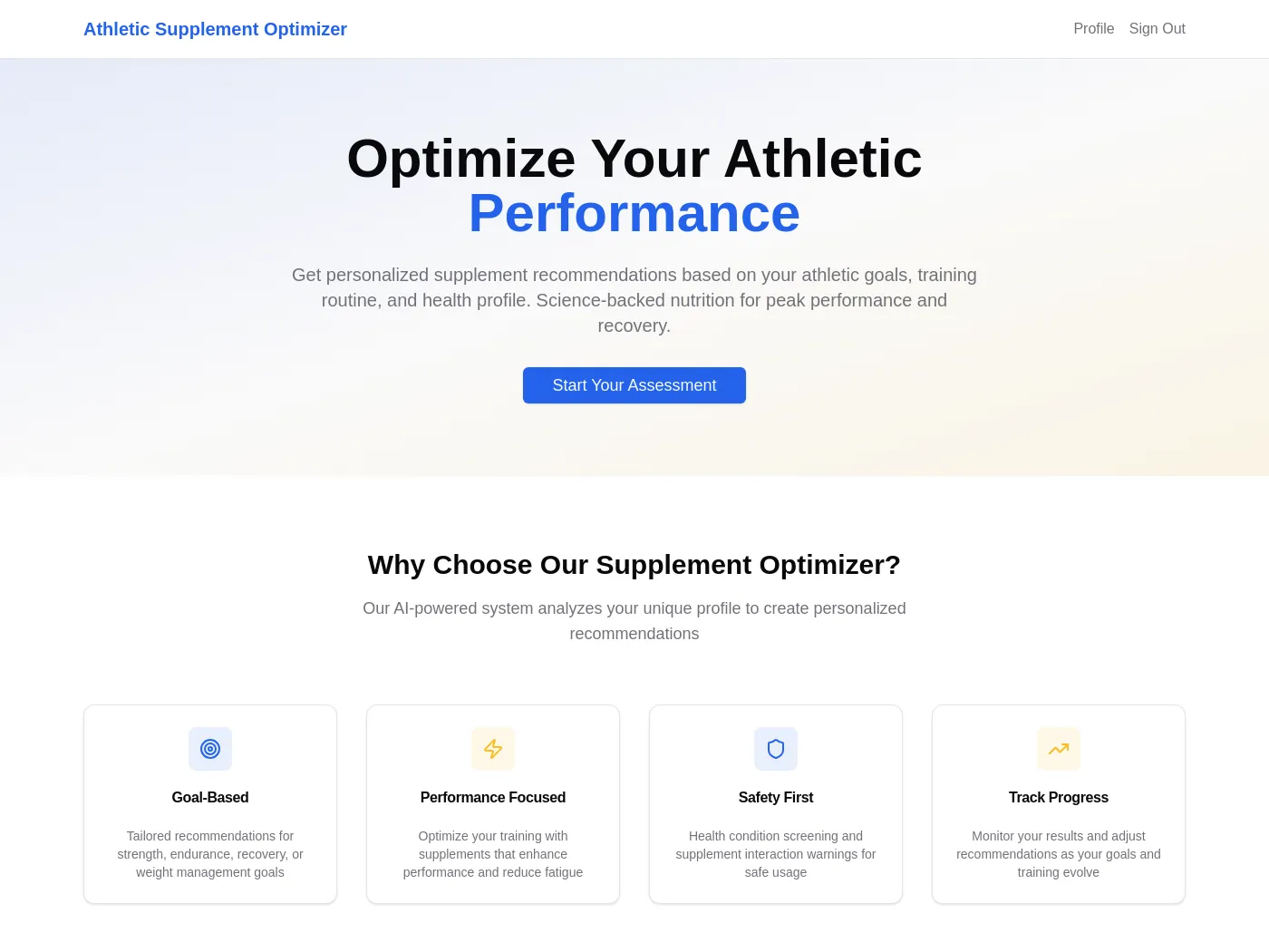 Athletic Supplement Optimizer