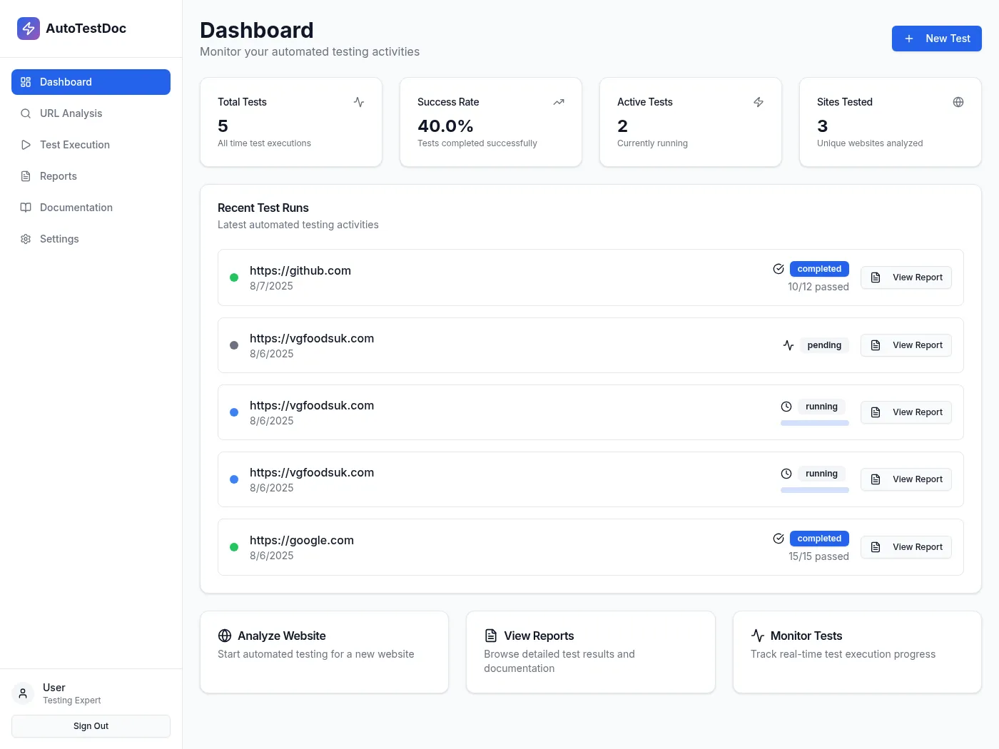 AutoTestDoc: Fully Automated Website Testing & Documentation System