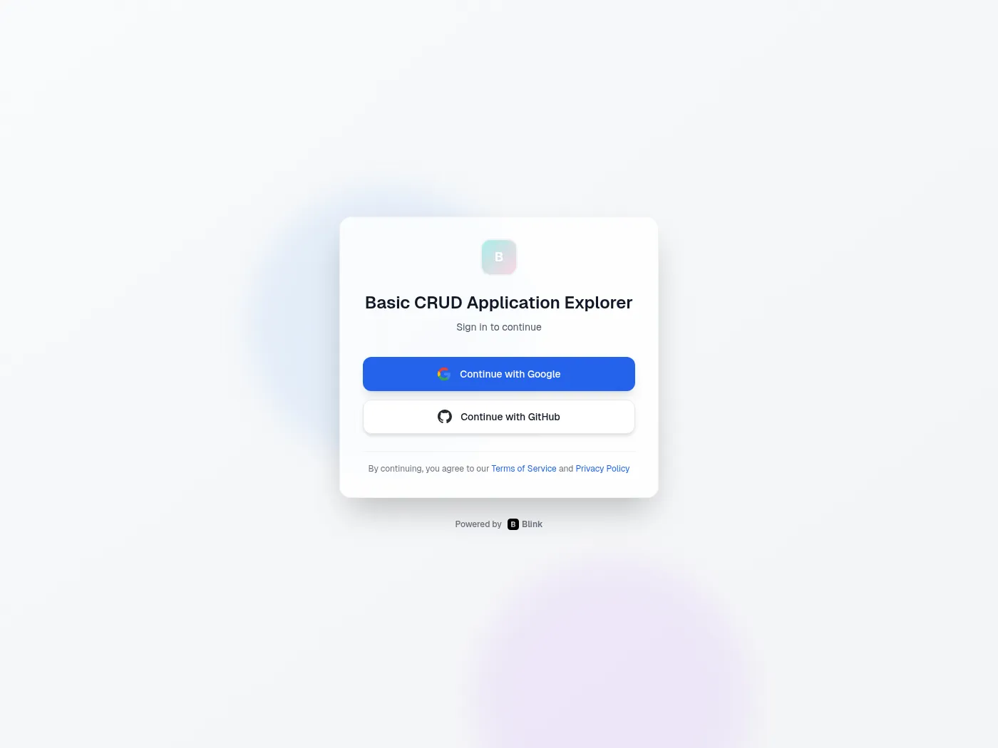 Basic CRUD Application Explorer