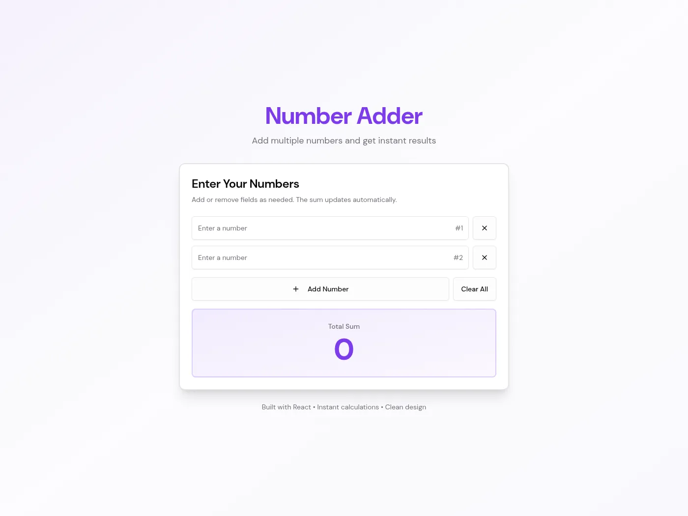 Basic Number Adder