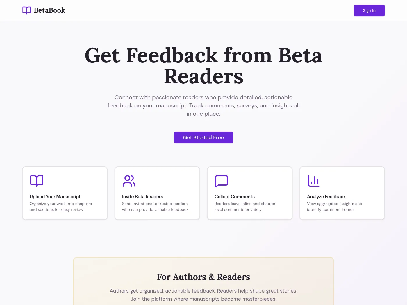 Beta Reader Feedback Platform