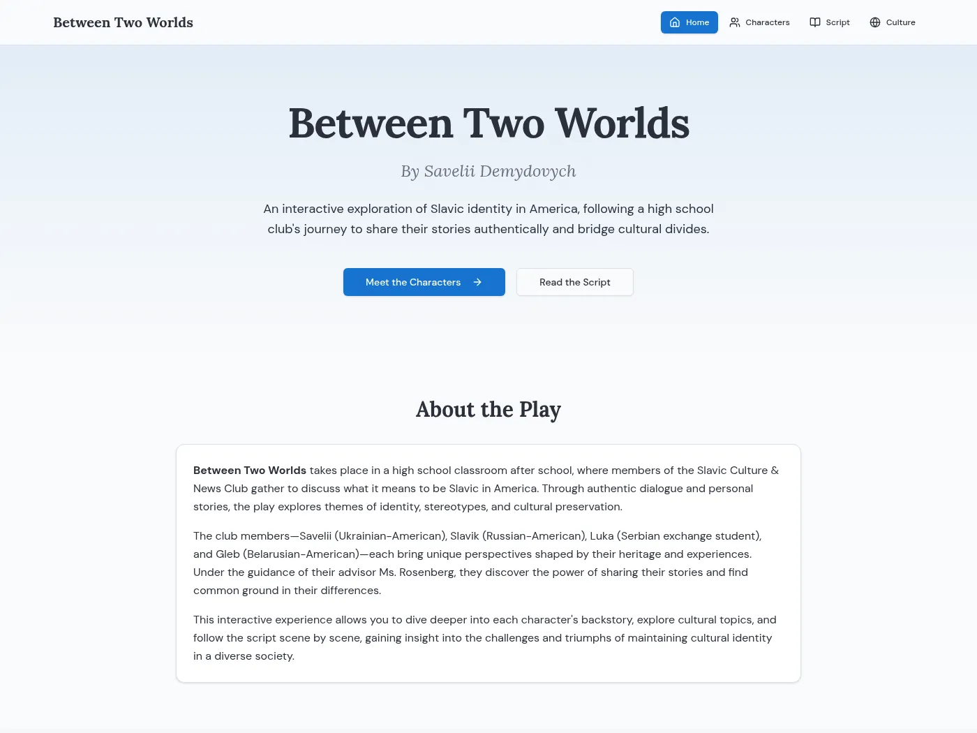 Between Two Worlds: Slavic Identity in America – Interactive Script Experience