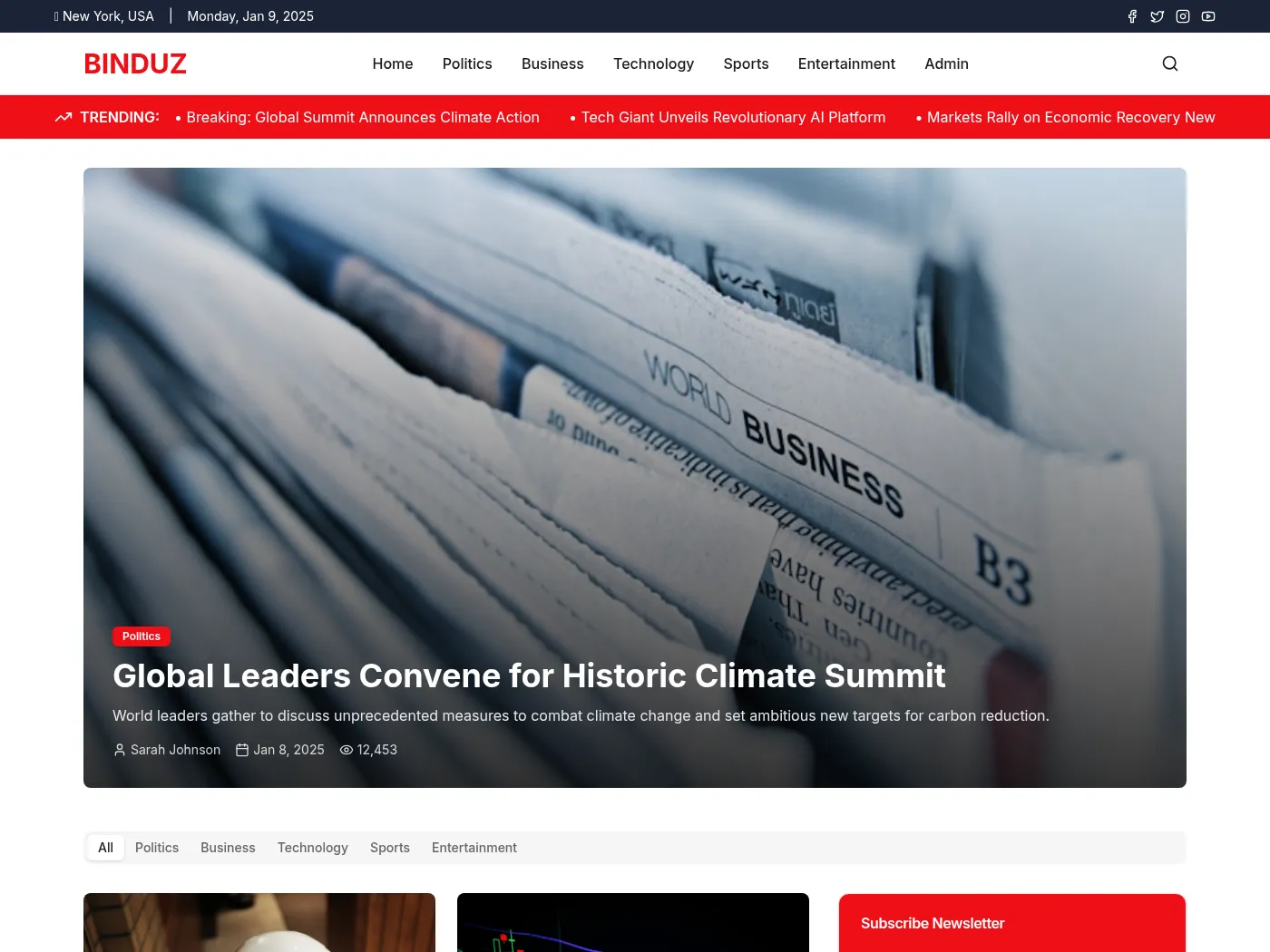 Binduz WordPress Theme Premium Clone