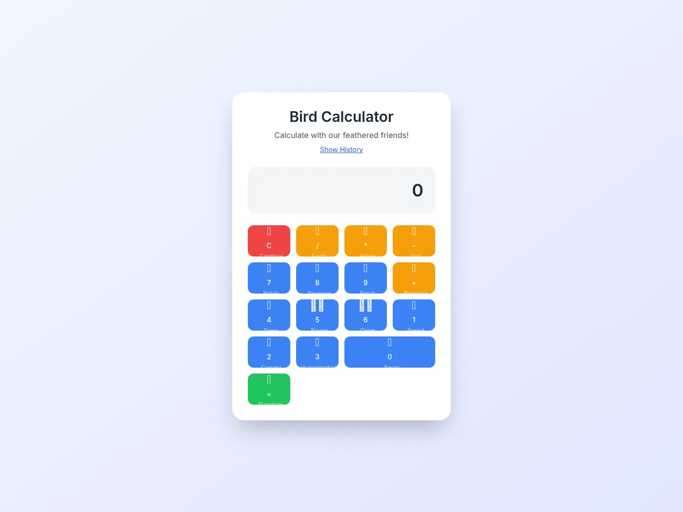 Bird Button Calculator