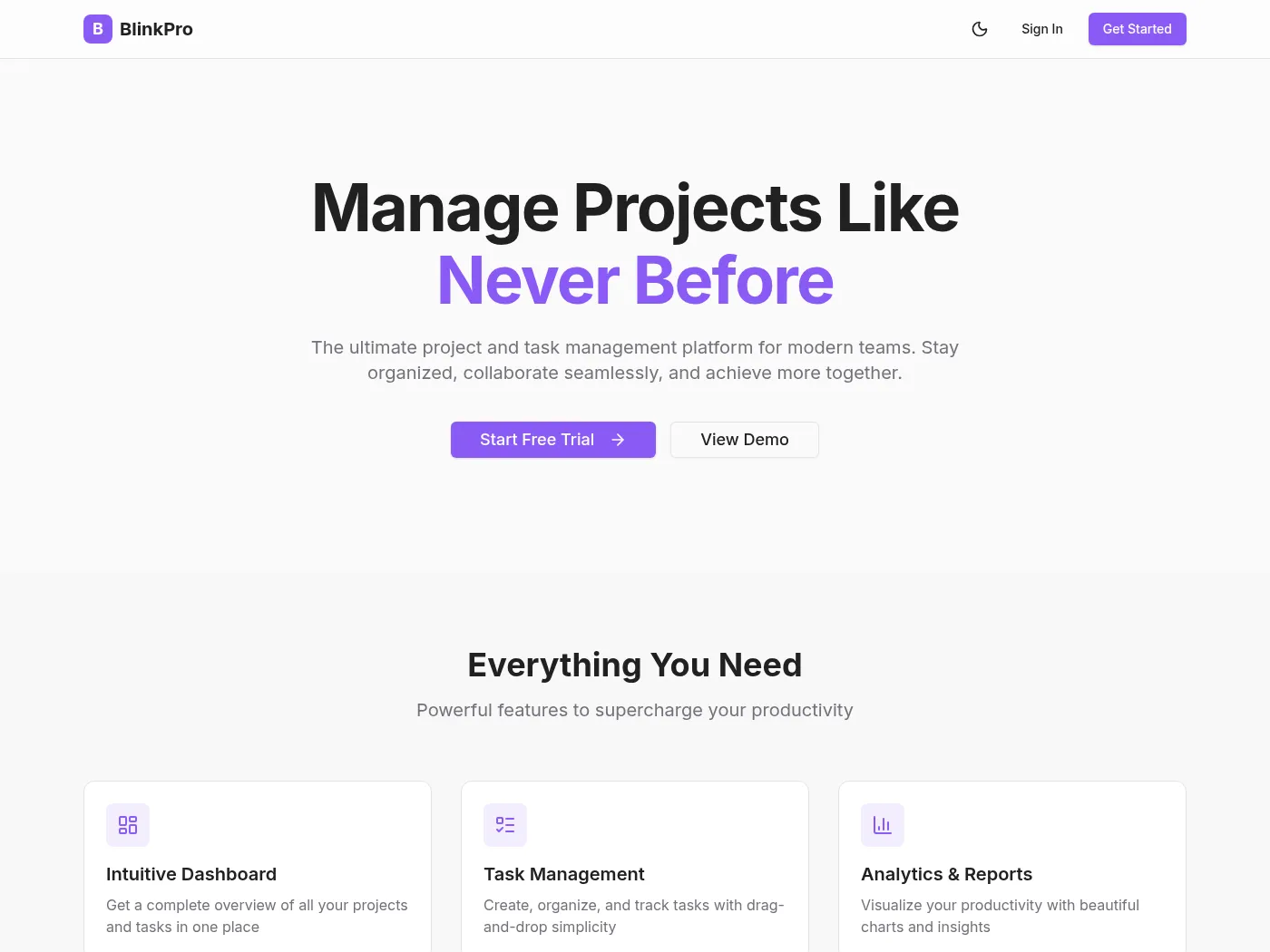 BlinkPro: Full-Featured Task and Project Management Platform