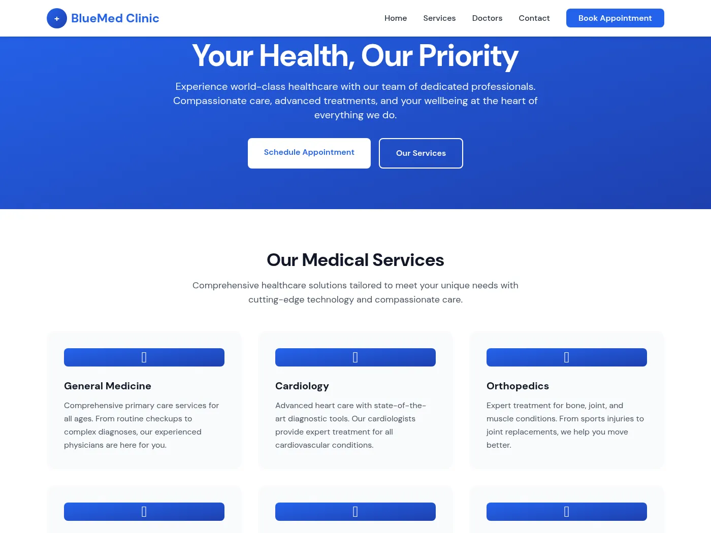 BlueMed Clinic Modern Responsive Website