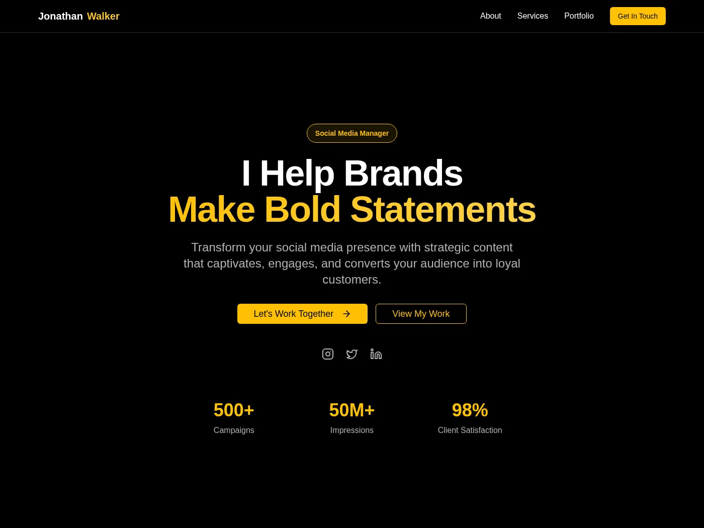 Bold Portfolio WordPress Theme for Jonathan Walker