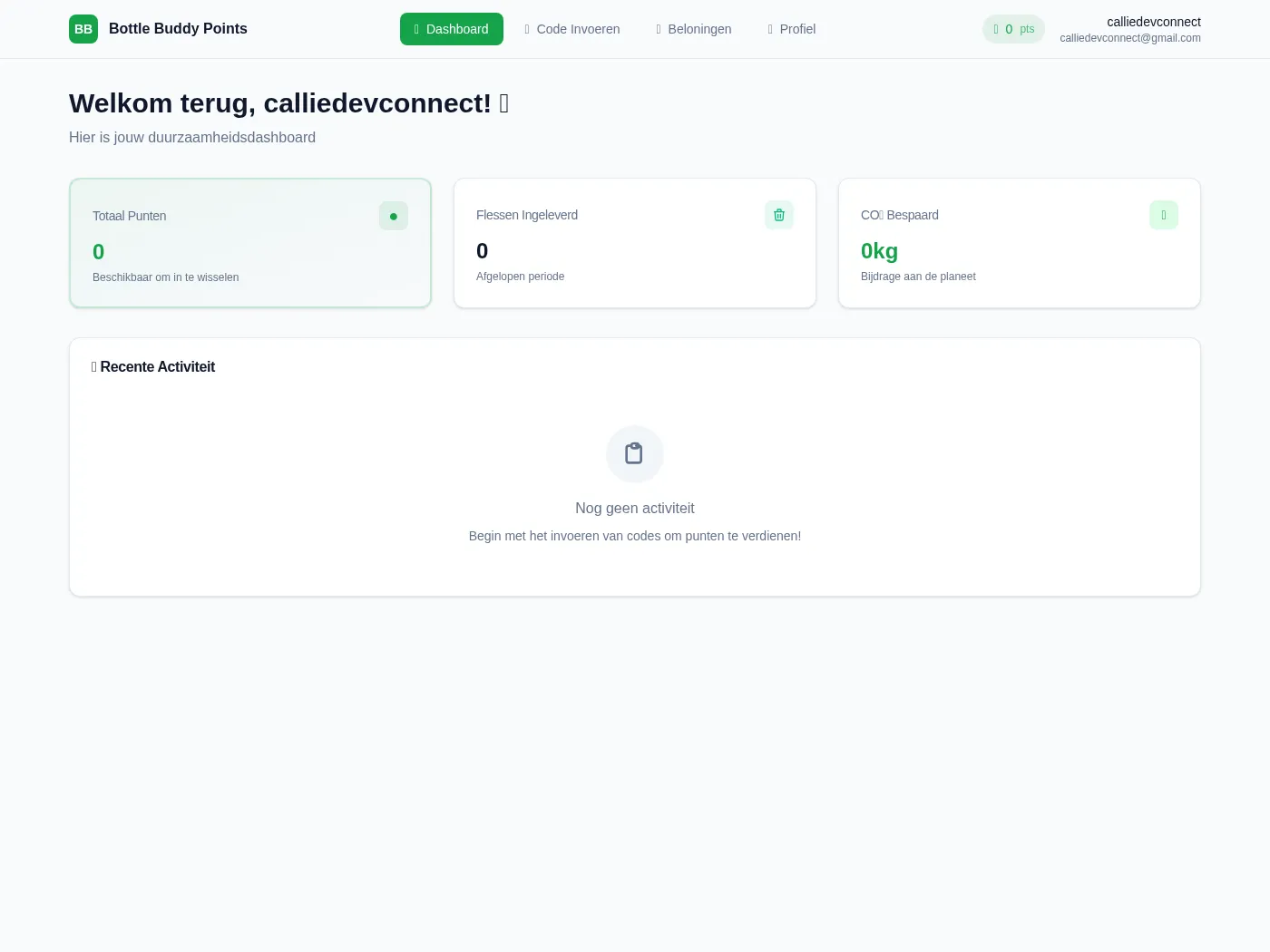 Bottle Buddy Points - Duurzaam Puntenspaarsysteem Webapp
