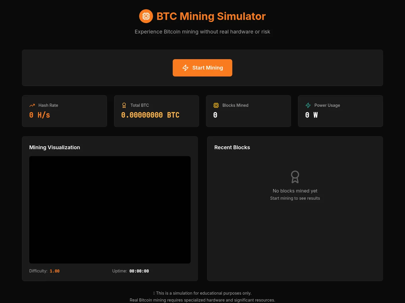 BTC Mining App Simulator