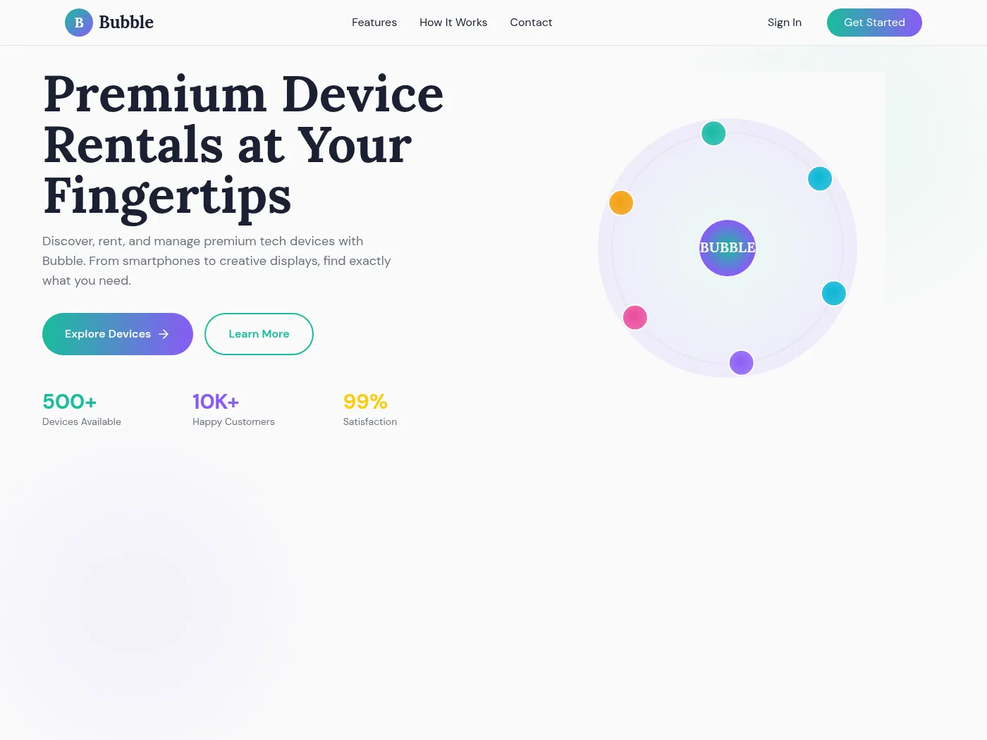 Bubble: Interactive Circular Globe Website for Device Rentals