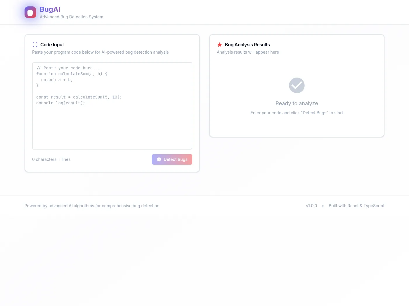 BugAI - HTML & CSS Bug Detection Interface