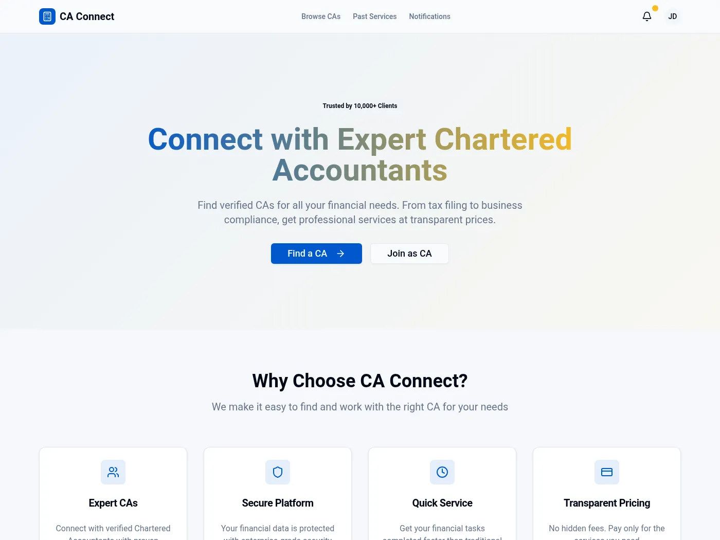 CA Connect: Professional Platform for Chartered Accountants and Clients