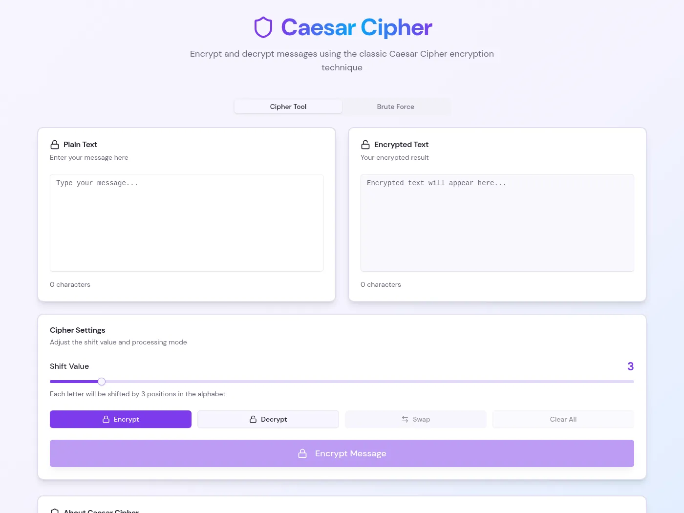 Simple Caesar Cipher Encryption-Decryption App