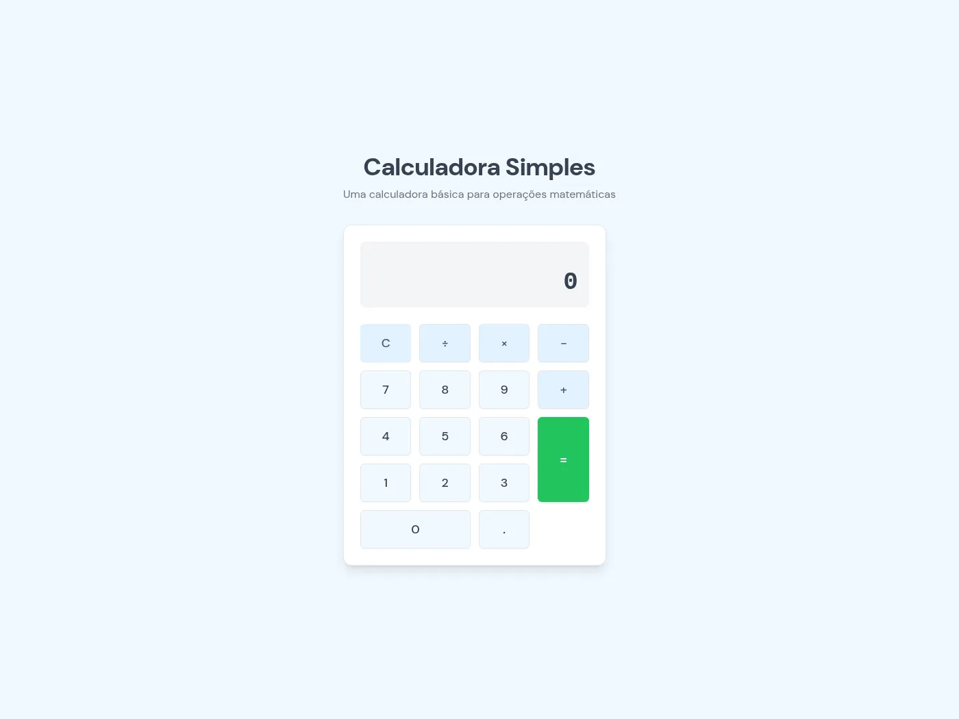 Calculadora Simples em HTML e JavaScript