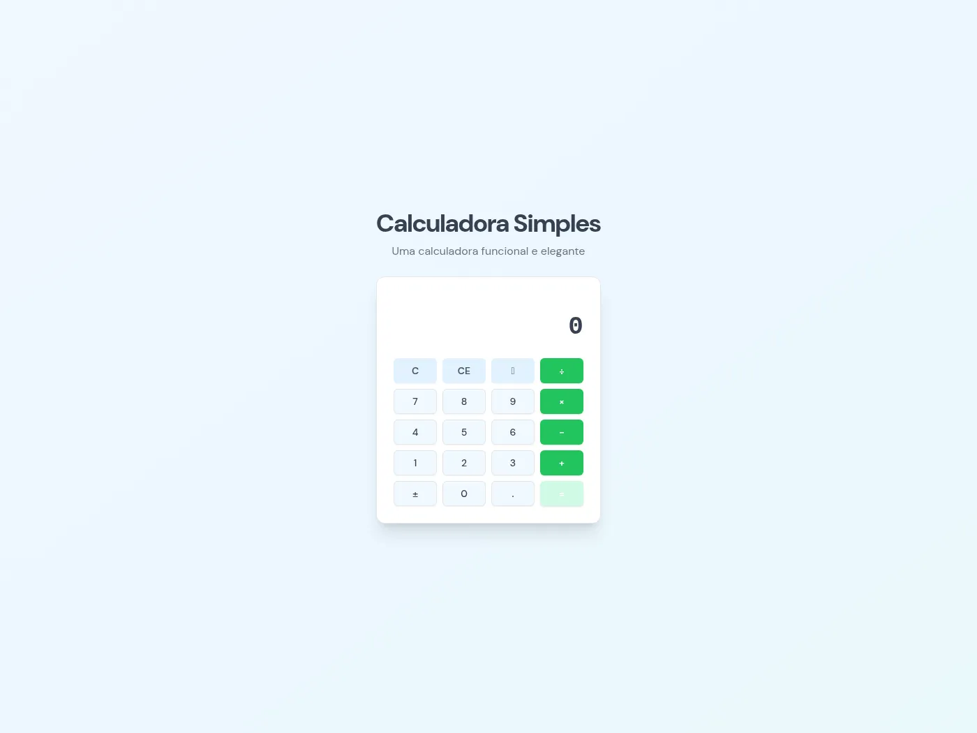 Calculadora Simples em HTML e JavaScript