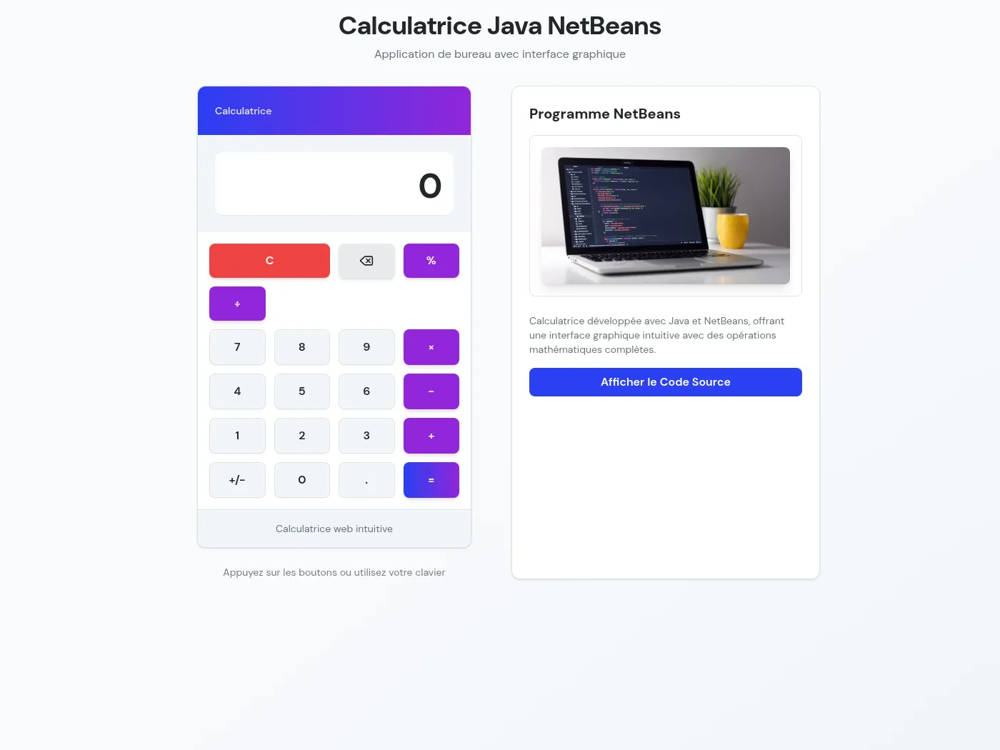 Calculatrice de Bureau Java