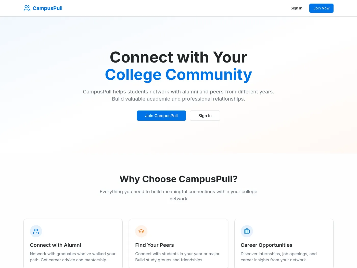 CampusPull: College Social Network for Students and Alumni