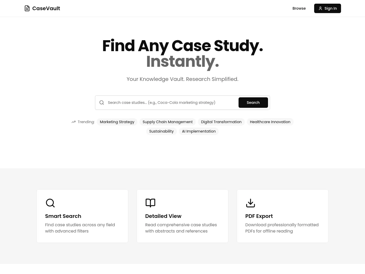 CaseVault: The Ultimate Case Study Discovery and Download Platform