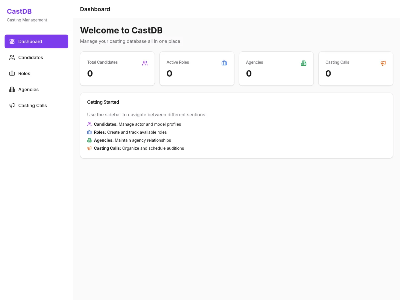 Casting Database Platform