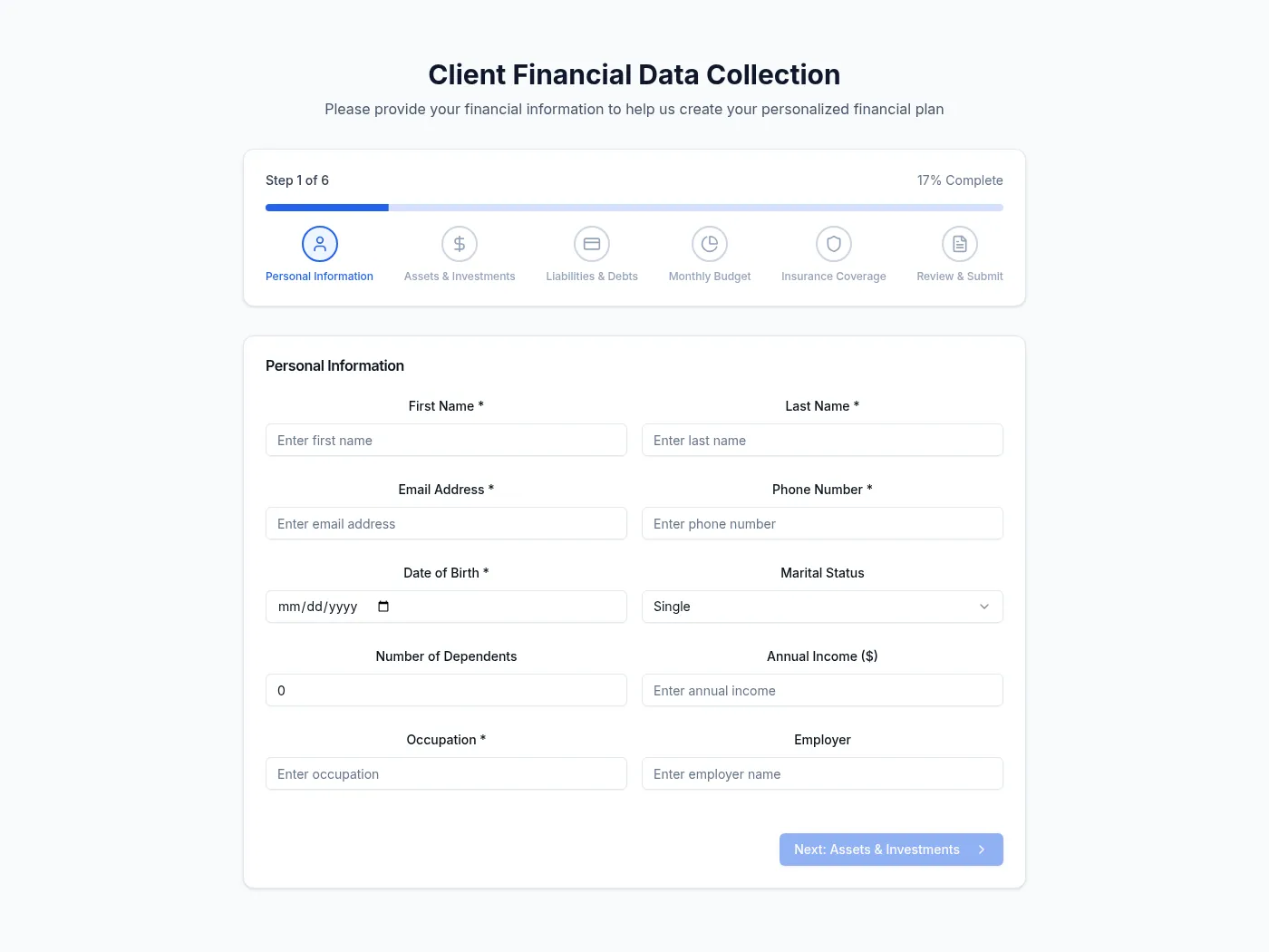 Client Data Gathering Template for CFPs