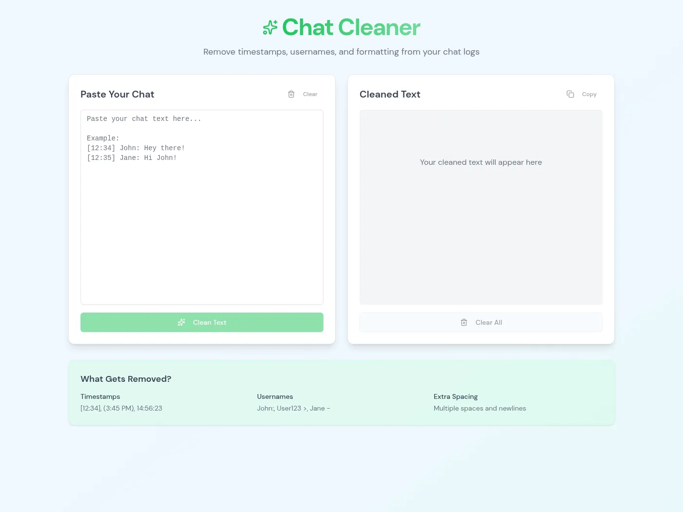 Chat Cleaner: Effortless Text Cleanup for Chats