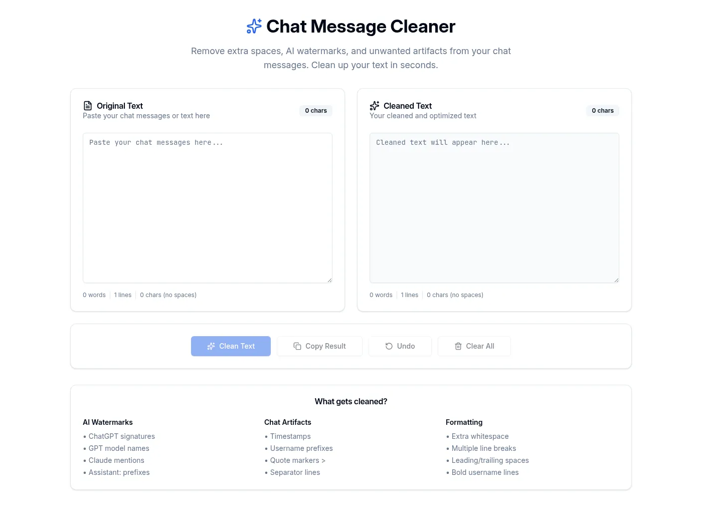 Chat Message Cleaner and Editor