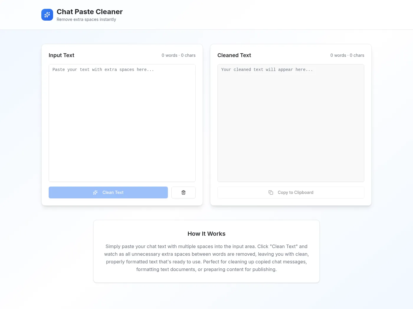Chat Paste Cleaner: Remove Extra Spaces from Text Effortlessly