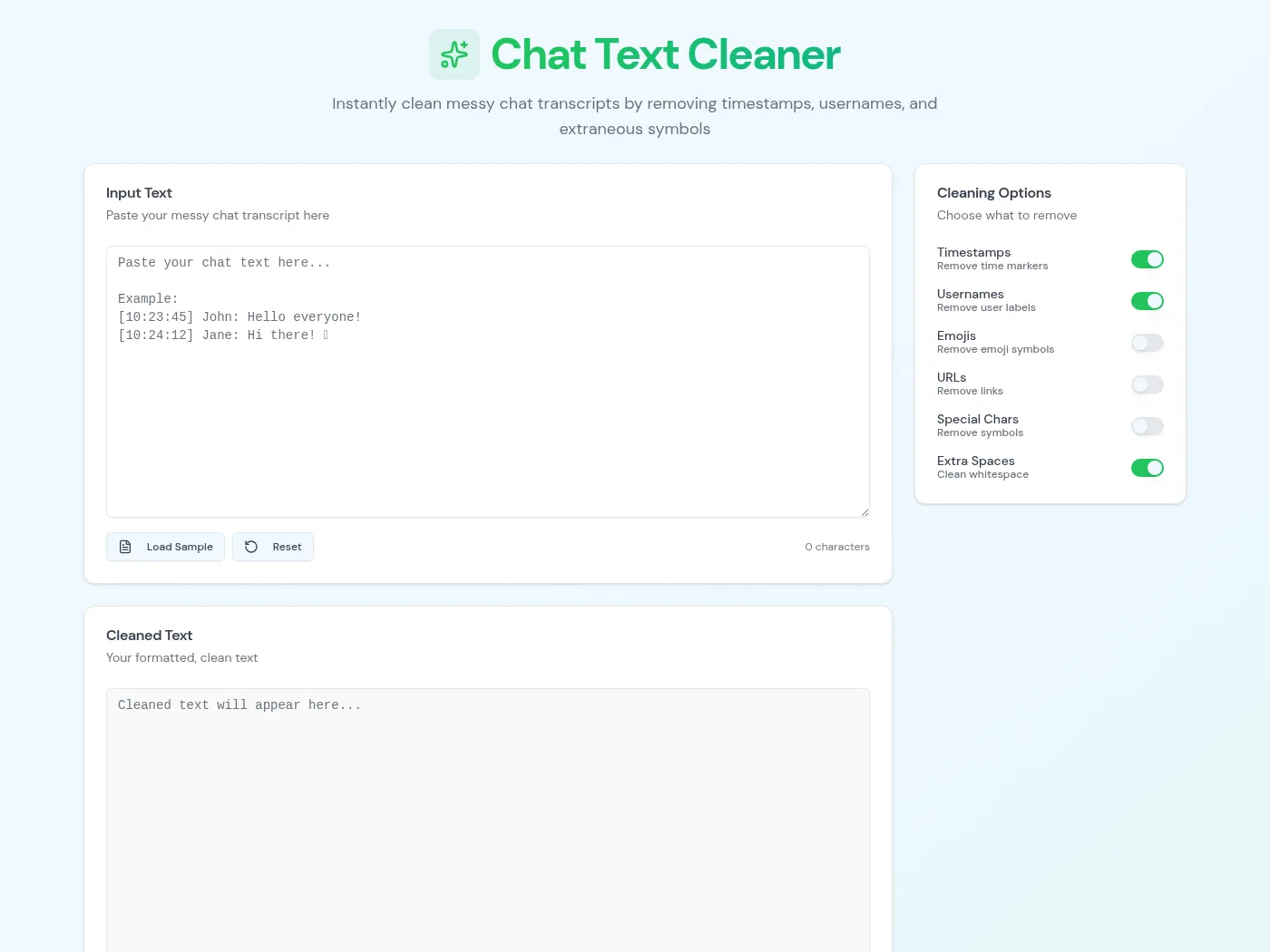 Chat Text Cleaner