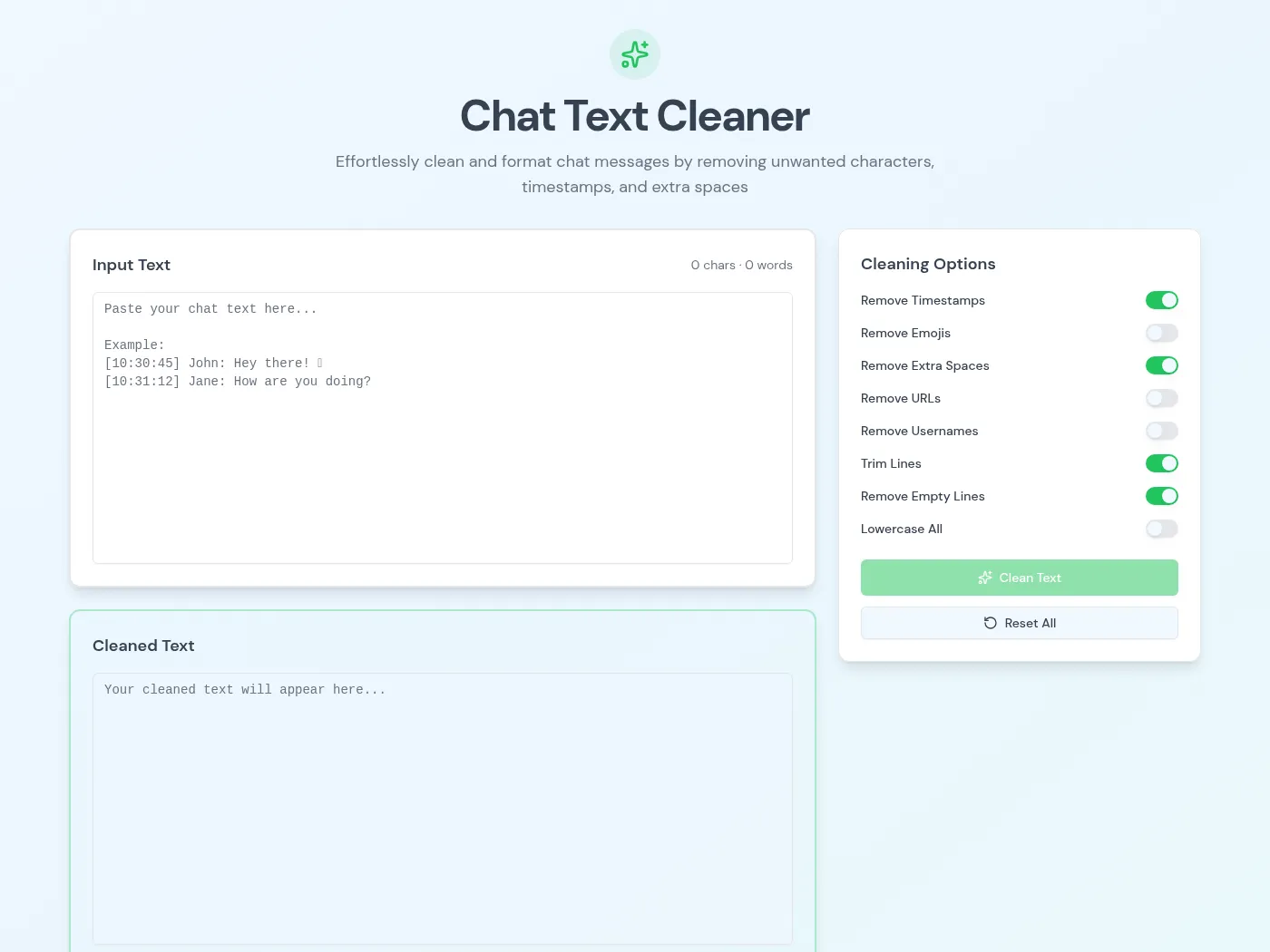 Chat Text Cleaner Utility