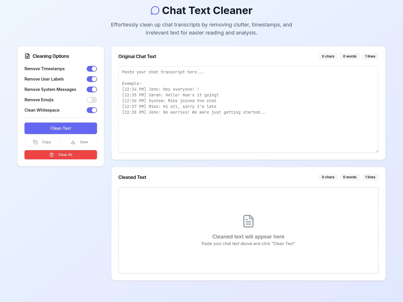 Chat Text Cleaner