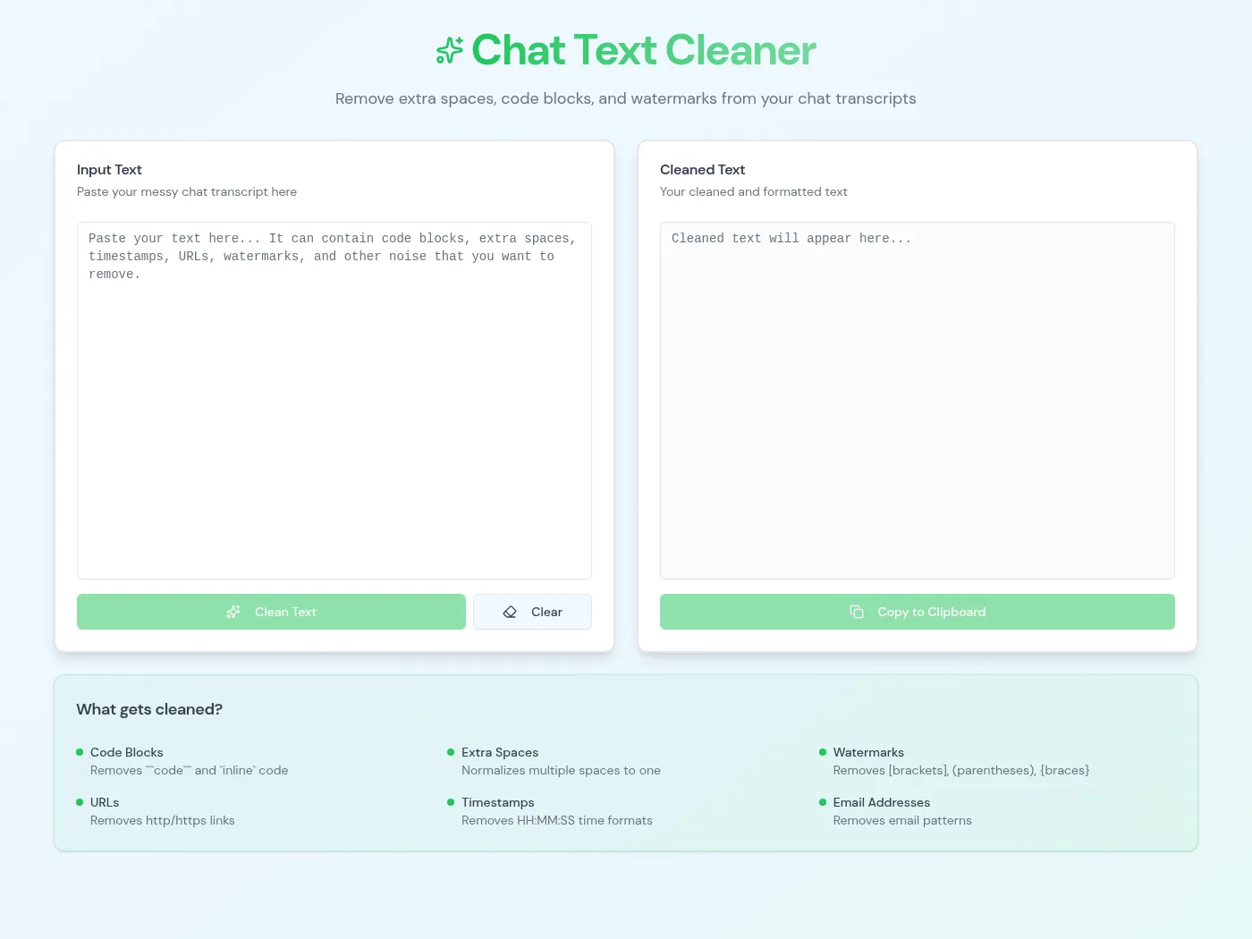 Chat Text Cleaner & Editor