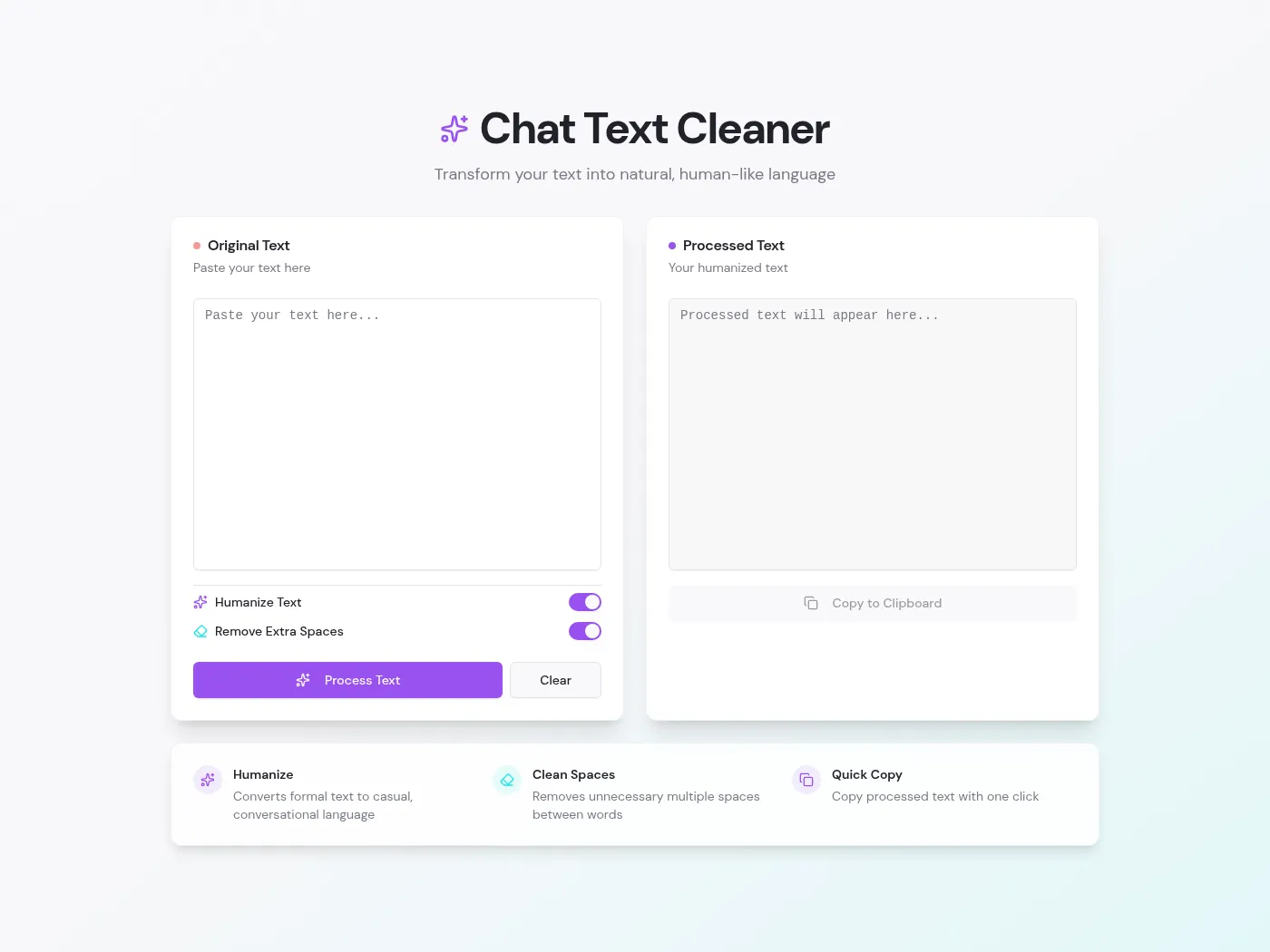 Chat Text Cleaner & Humanizer