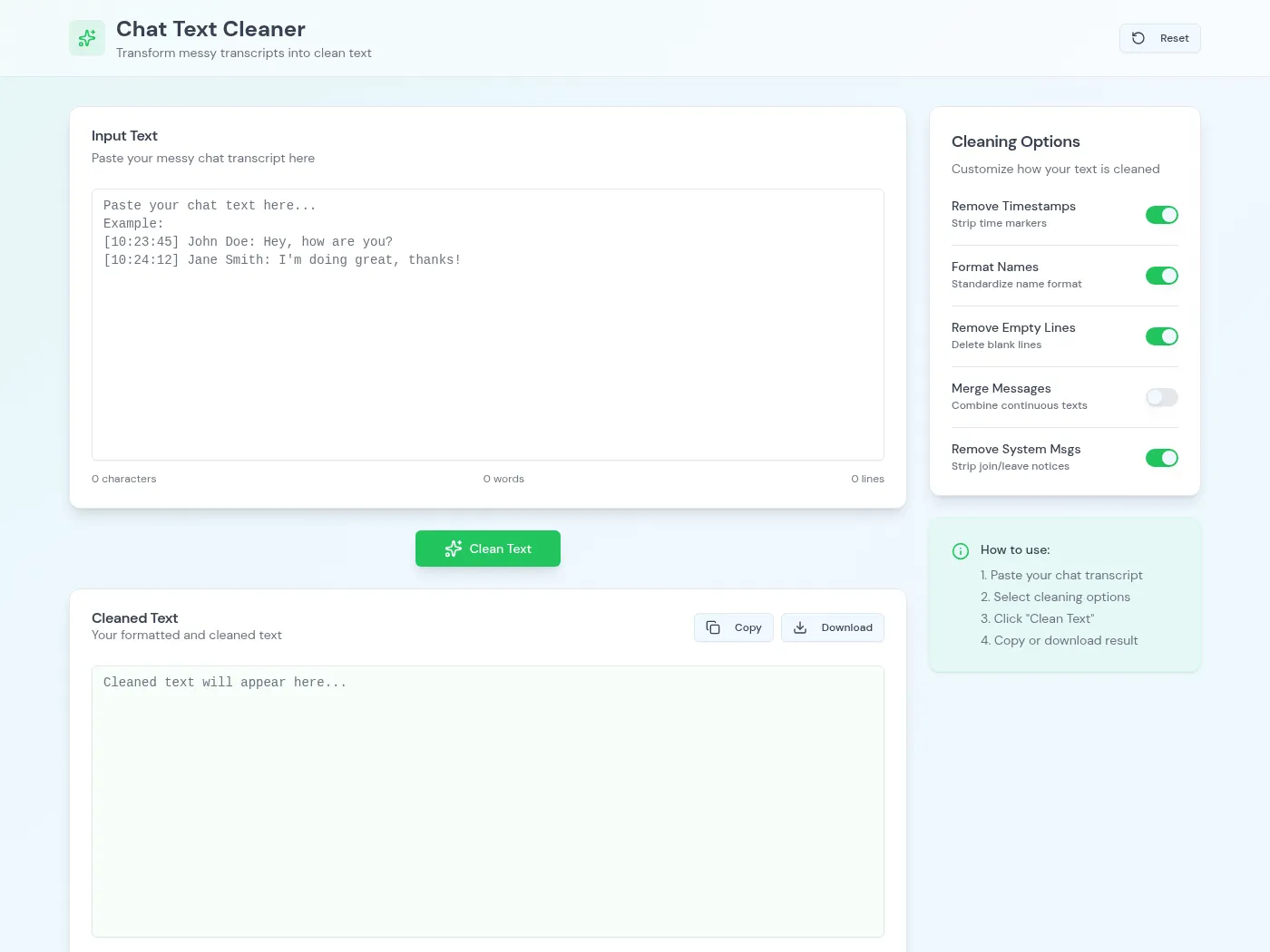 Chat Text Cleaner