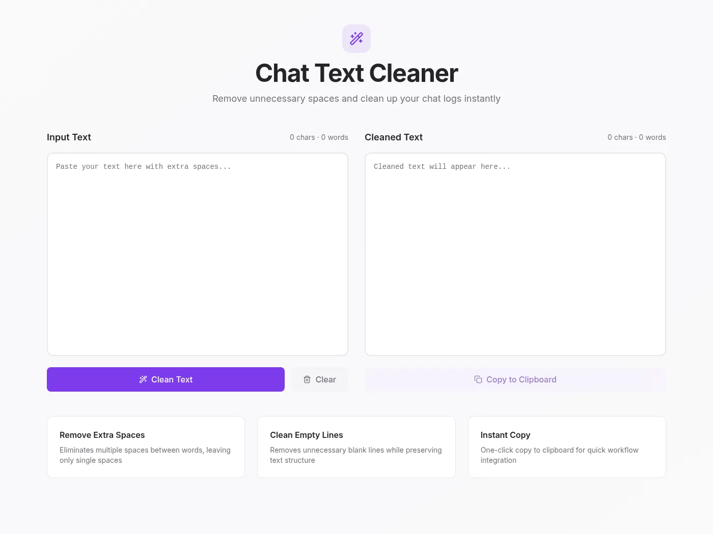 Chat Text Cleaner and Space Remover