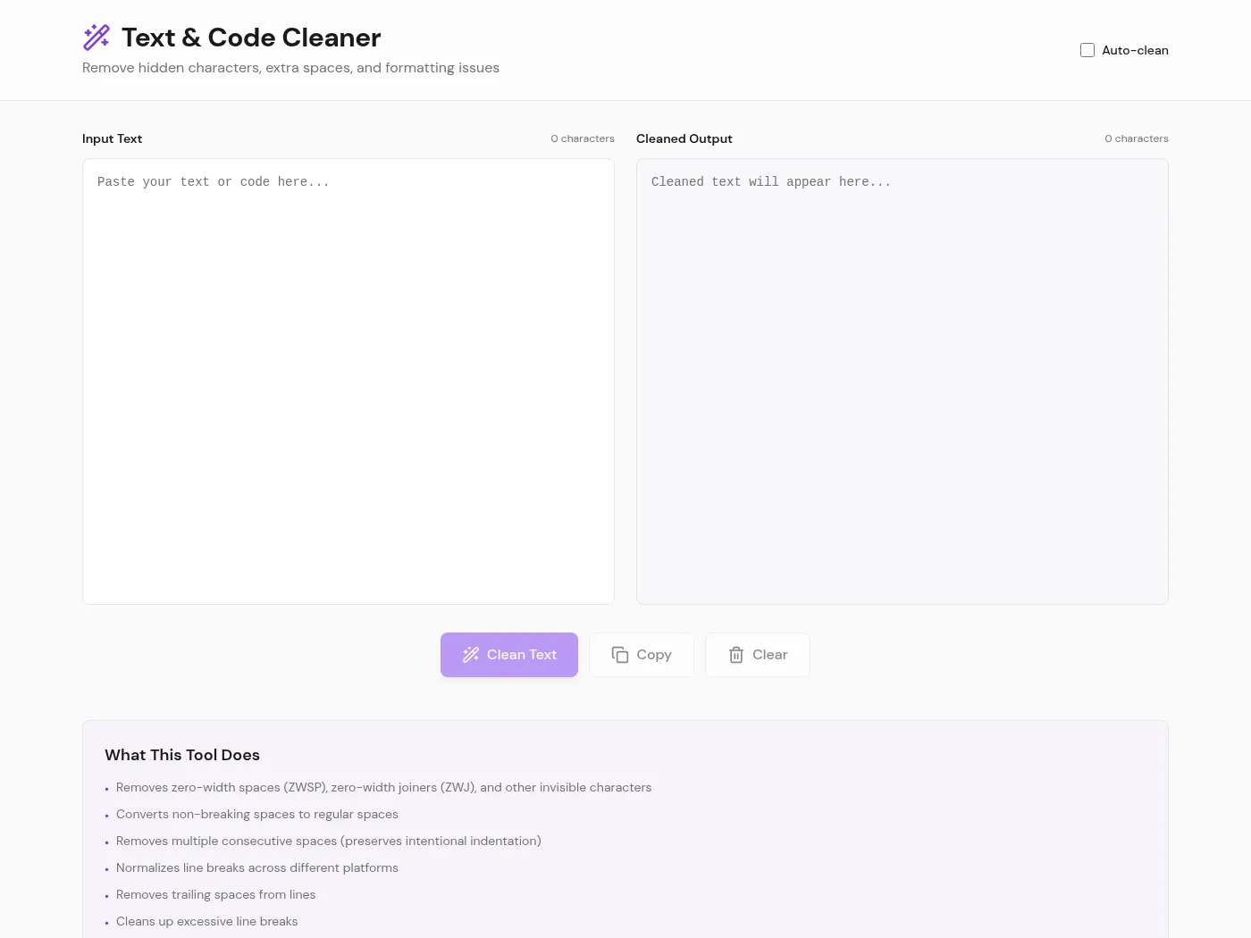 Chat Text & Code Cleaner Tool