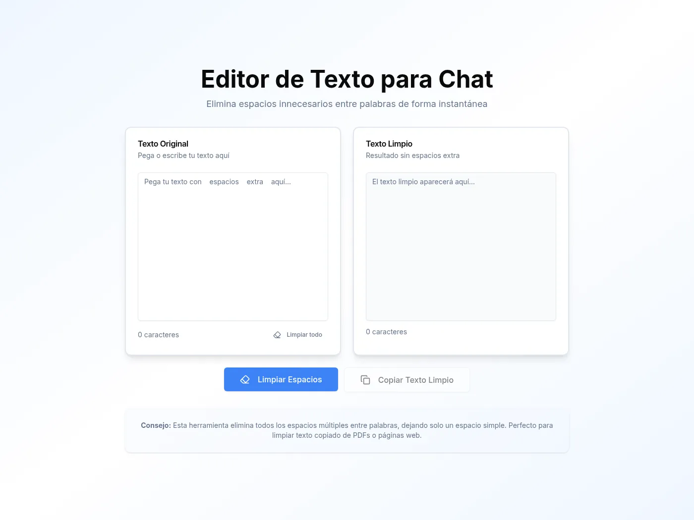 Chat Text Editor for Removing Extra Spaces