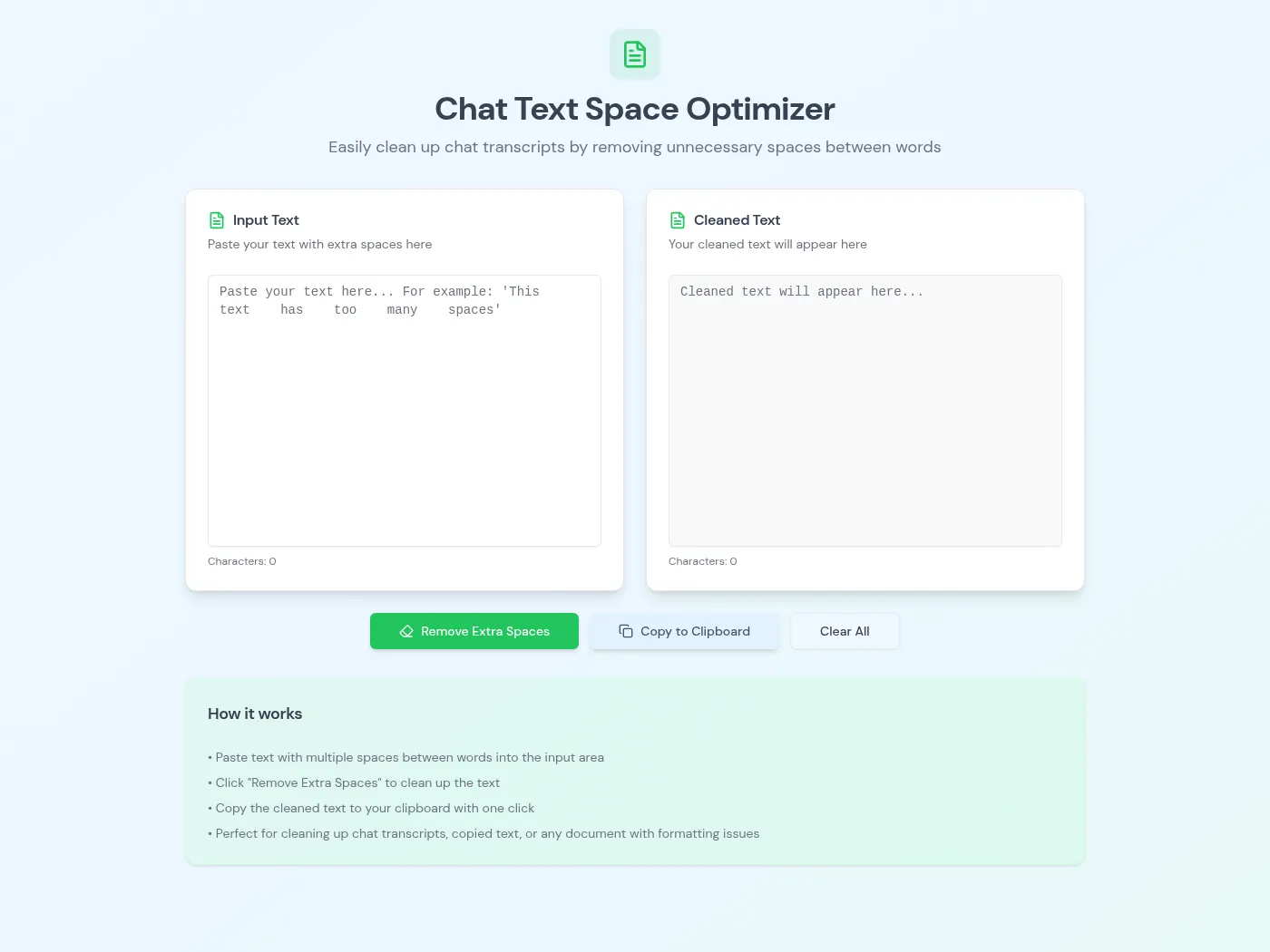 Chat Text Space Optimizer