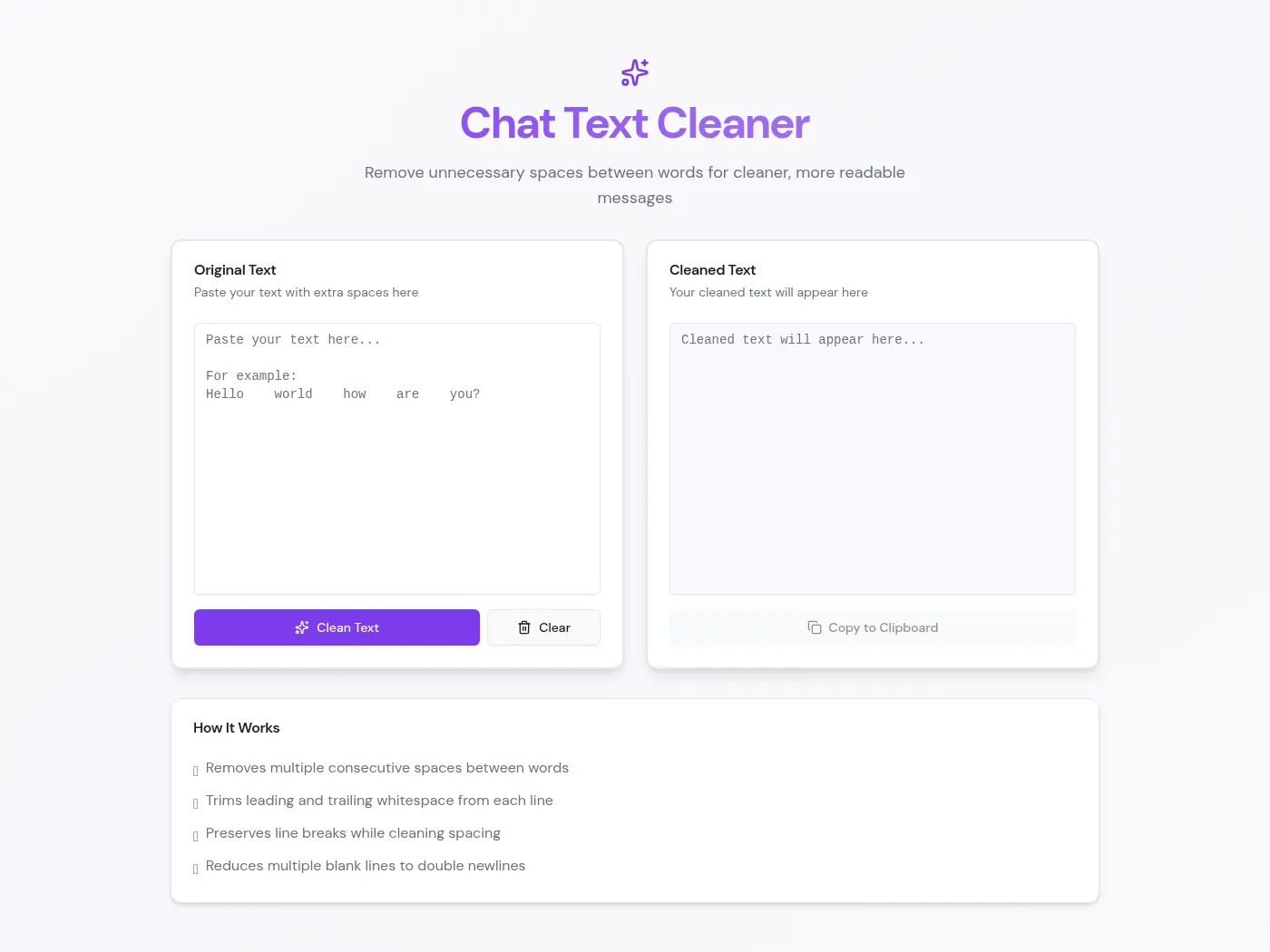 Chat Text Cleaner & Space Remover