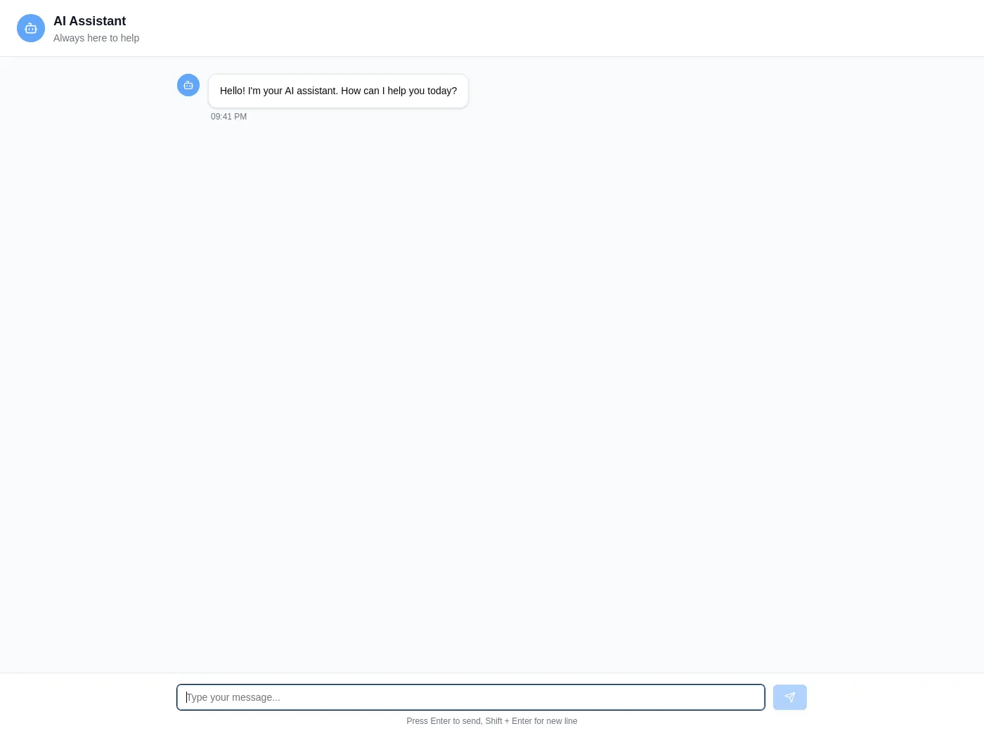 Chatbot Interface Page