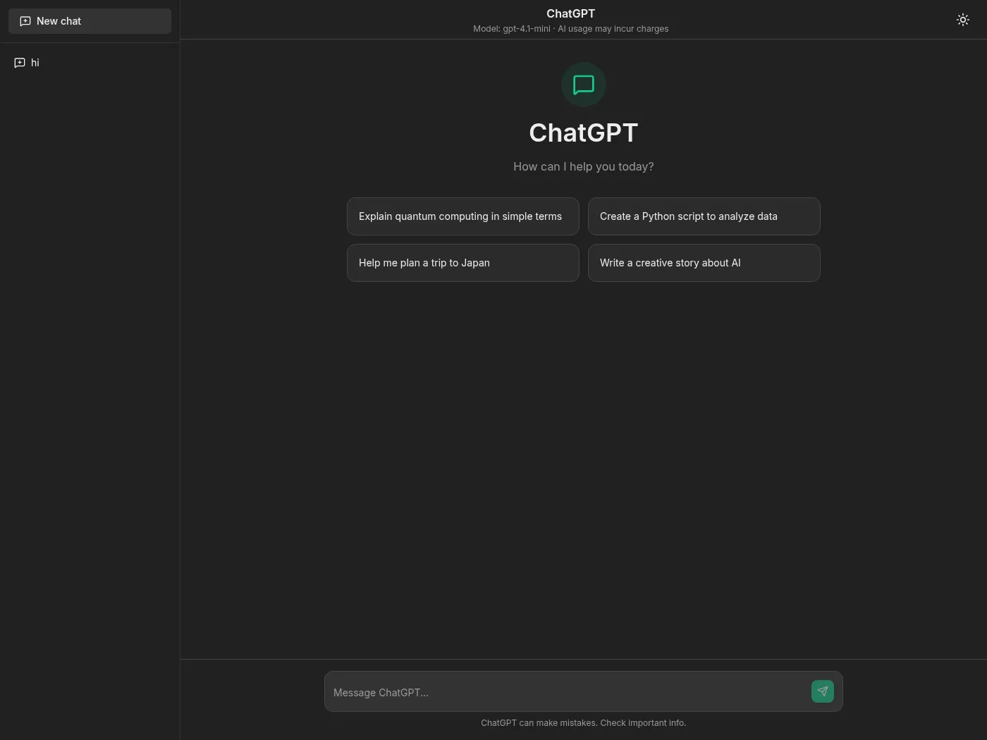 ChatGPT Web Interface Clone