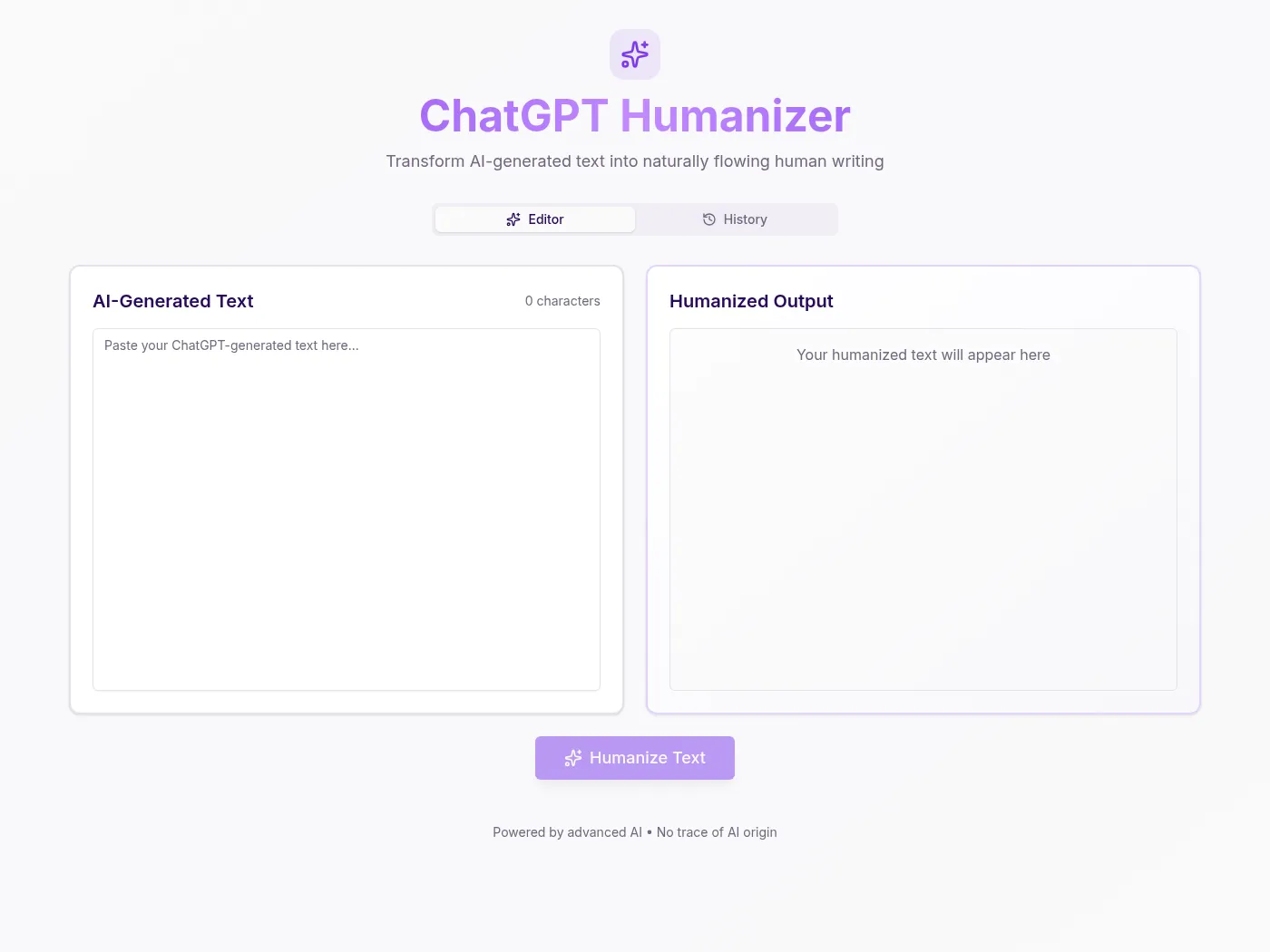 ChatGPT Humanized Text Editor