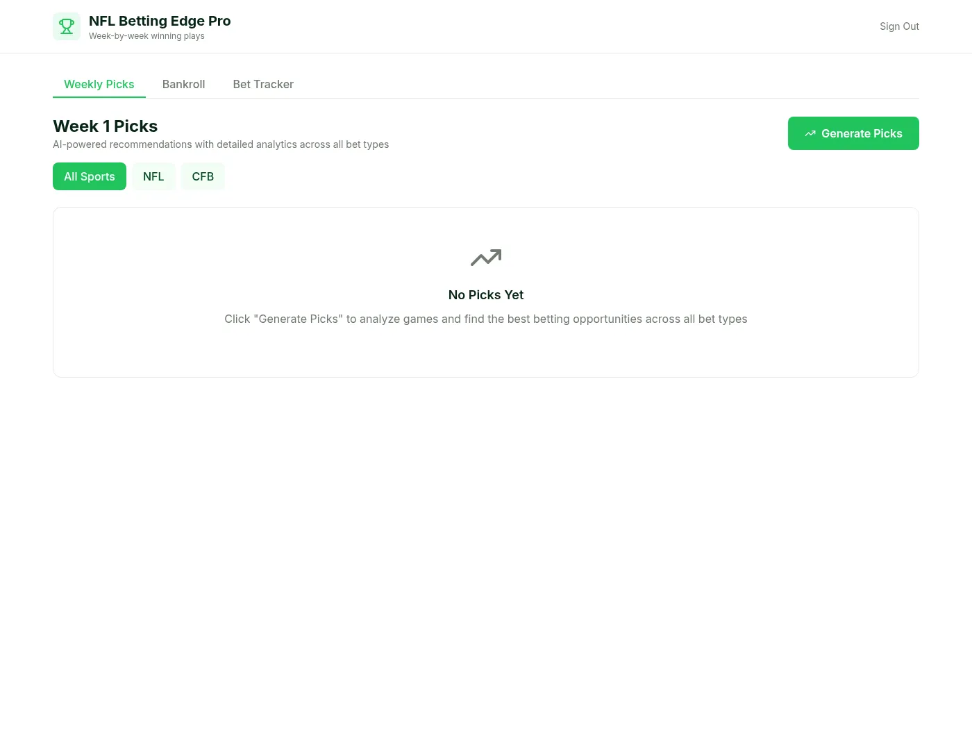 NLF and CFB betting software