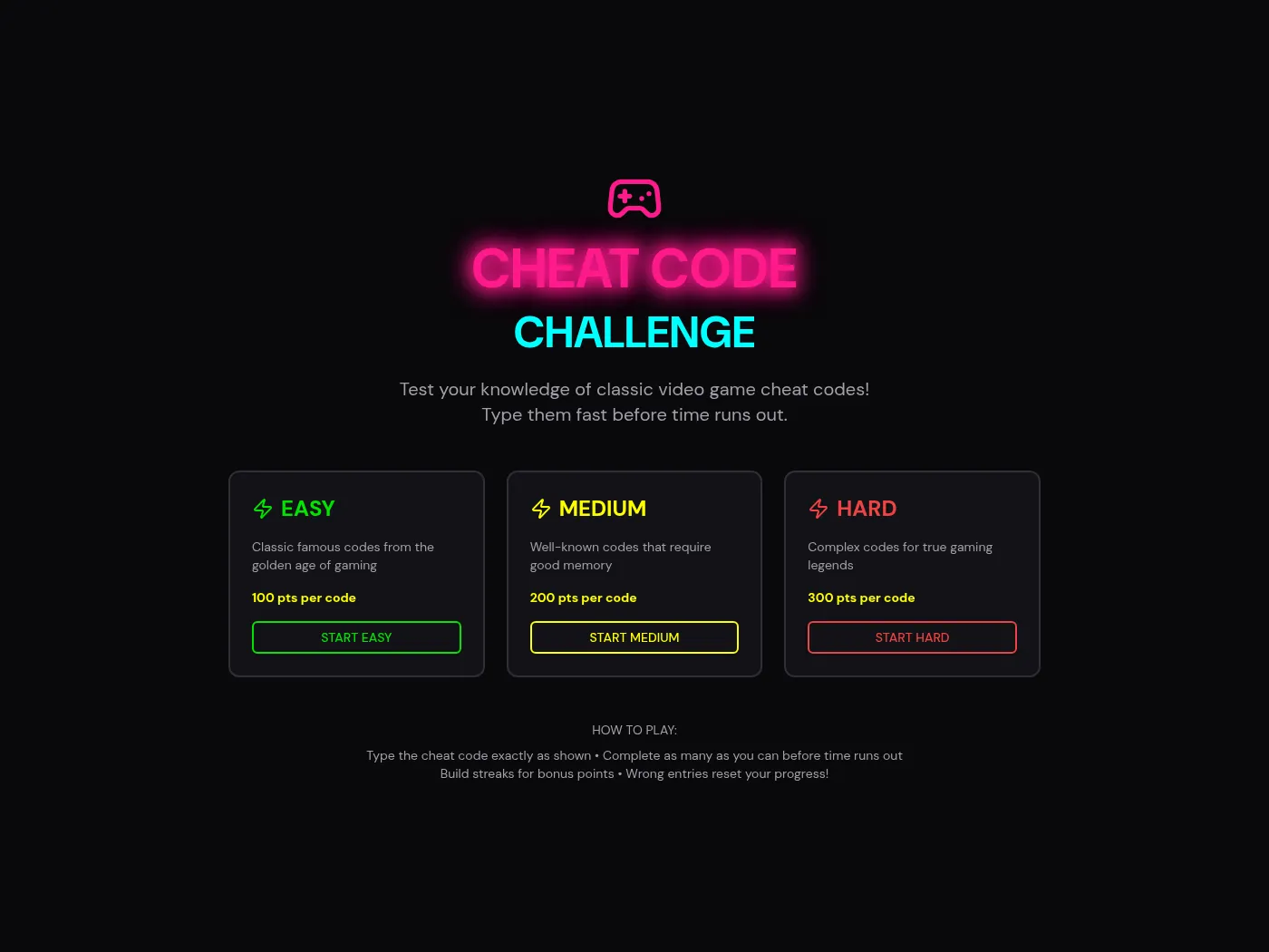 Cheat code Challenge